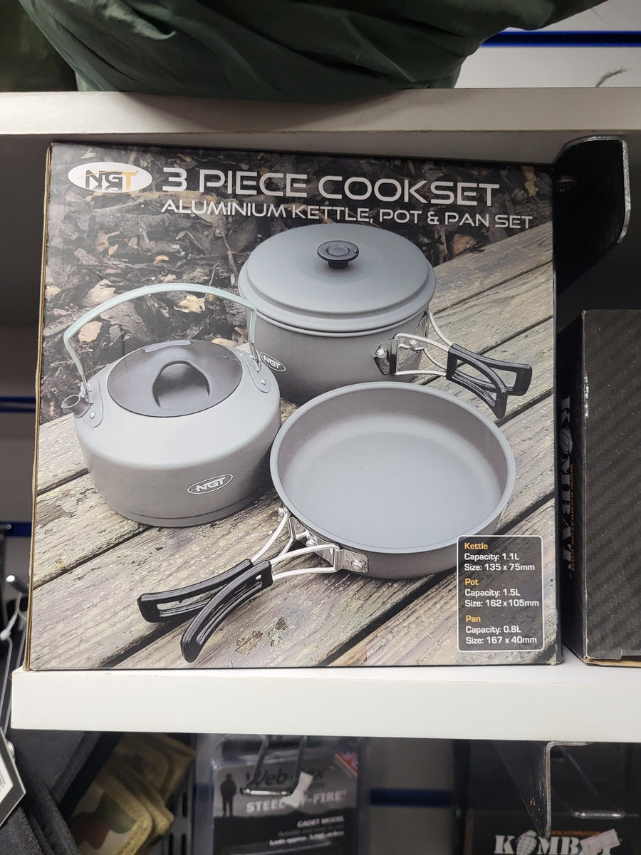 NGT Aluminium Outdoor Cook Set - 1.1 litre Kettle, Pot and Pan in Gun ...