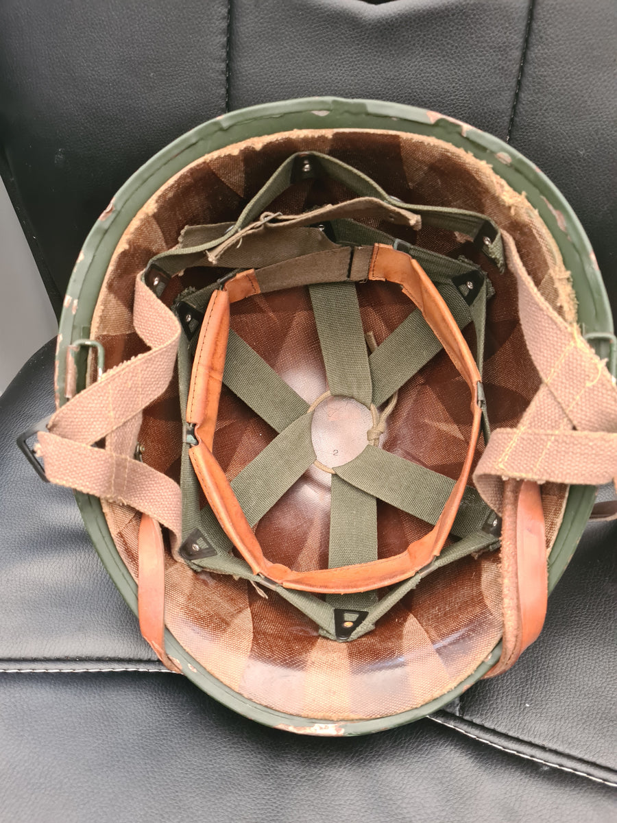 US WW11 Rear seam M1 helmet and Liner – Bat 21 Militaria and Surplus