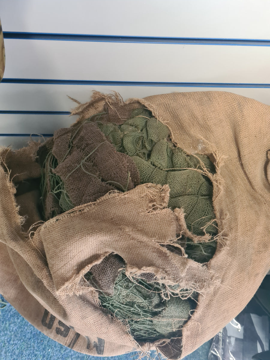 WW11 British /Dutch camo net in hessian bag – Bat 21 Militaria and Surplus