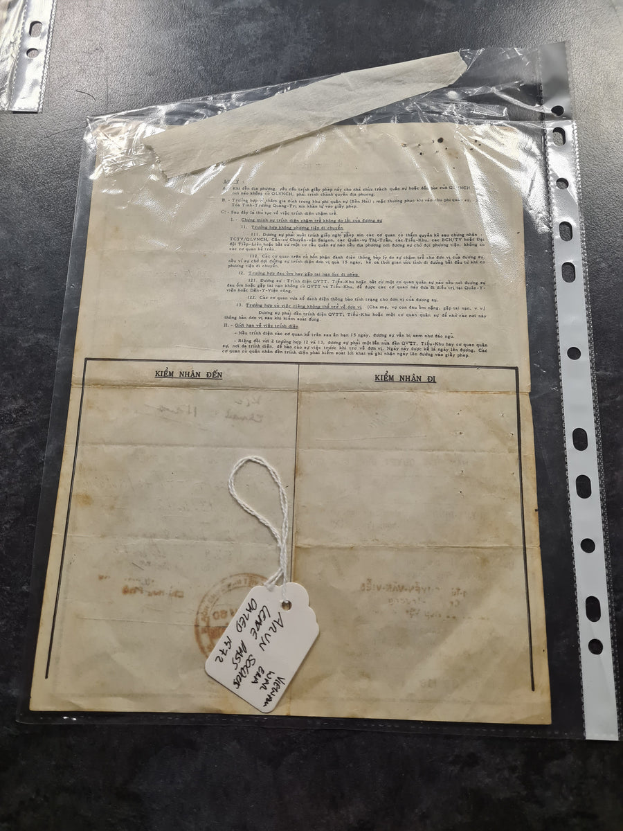 Vietnam war ARVN soldiers leave pass dated 67 – Bat 21 Militaria and ...