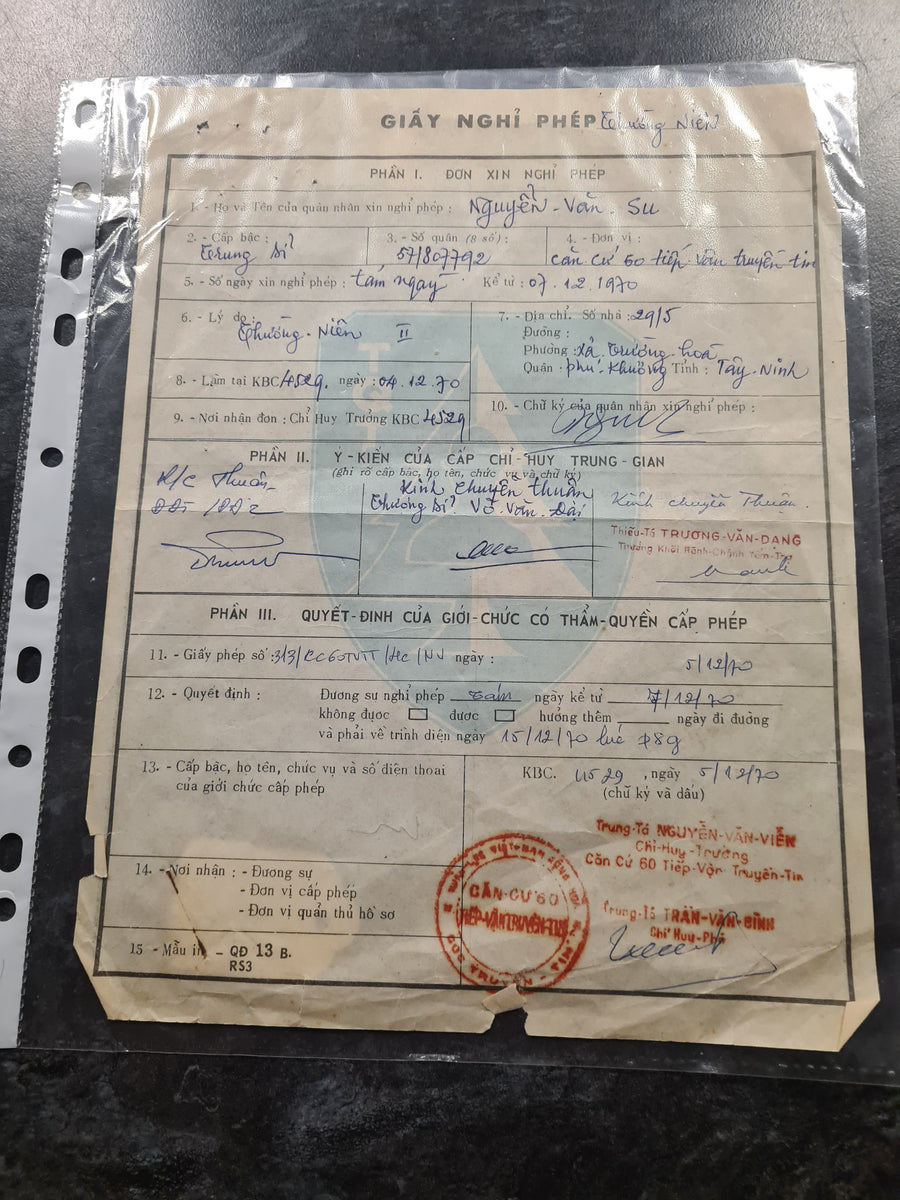 Vietnam war ARVN Soldiers leave pass 70 dated – Bat 21 Militaria and ...