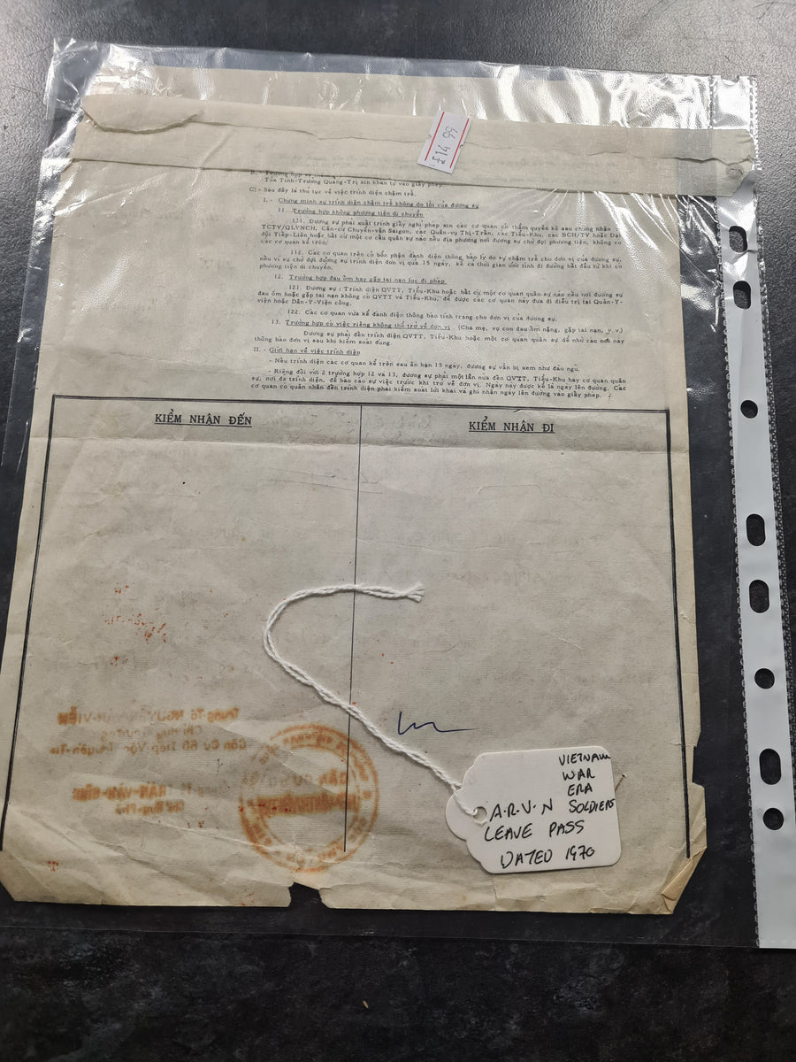 Vietnam war ARVN Soldiers leave pass 70 dated – Bat 21 Militaria and ...