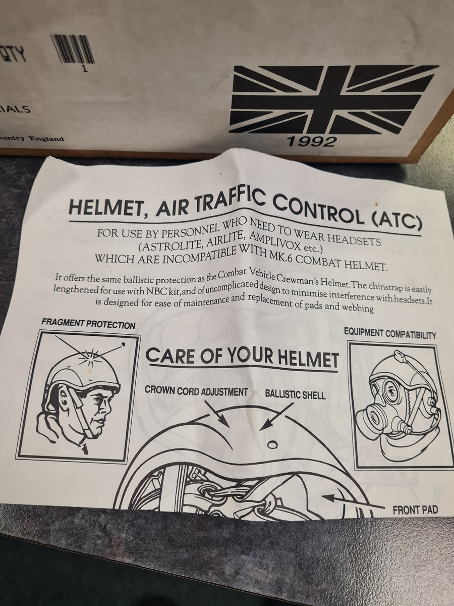 NOS British Air Traffic Control helmet – Bat 21 Militaria and Surplus
